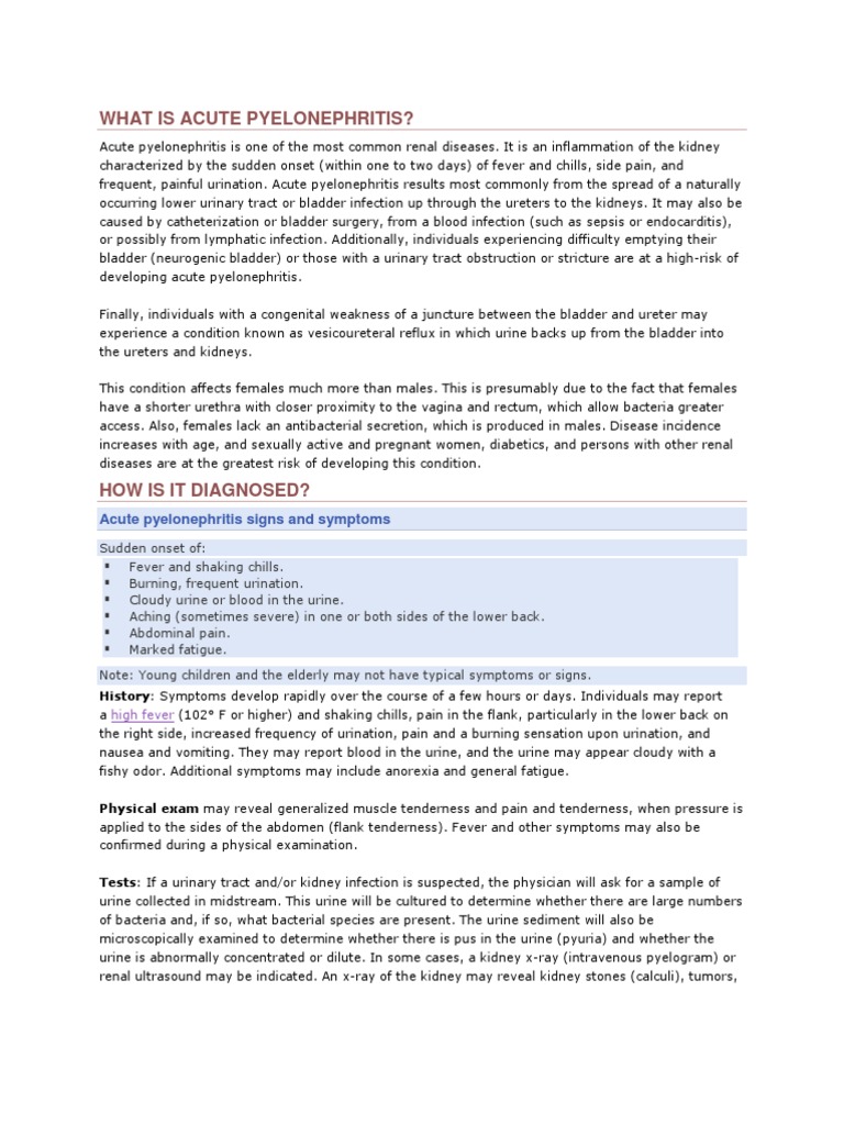 What Is Acute Pyelonephritis | PDF | Urinary Tract Infection ...