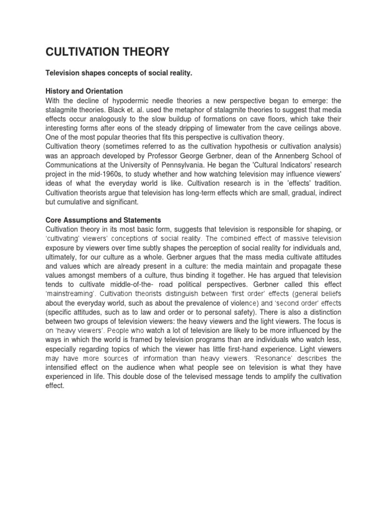 Cultivation Theory For Communication | PDF | Academic Discipline ...