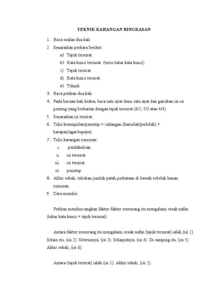 Teknik Menulis Rumusan SPM | PDF