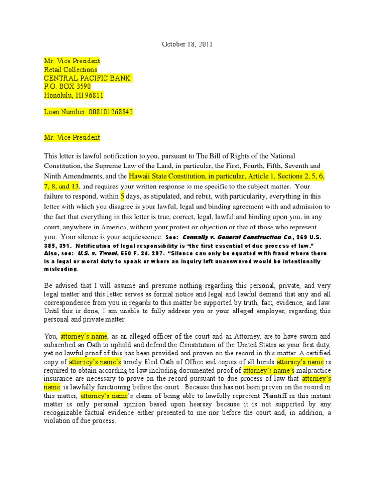 Presumptive Letter | United States Bill Of Rights | United States ...