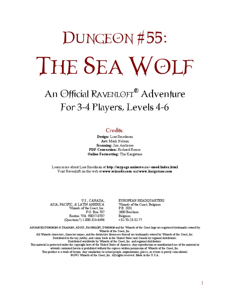 AD&D - Ravenloft - Adventure - The Sea Wolf | PDF | Werewolves ...