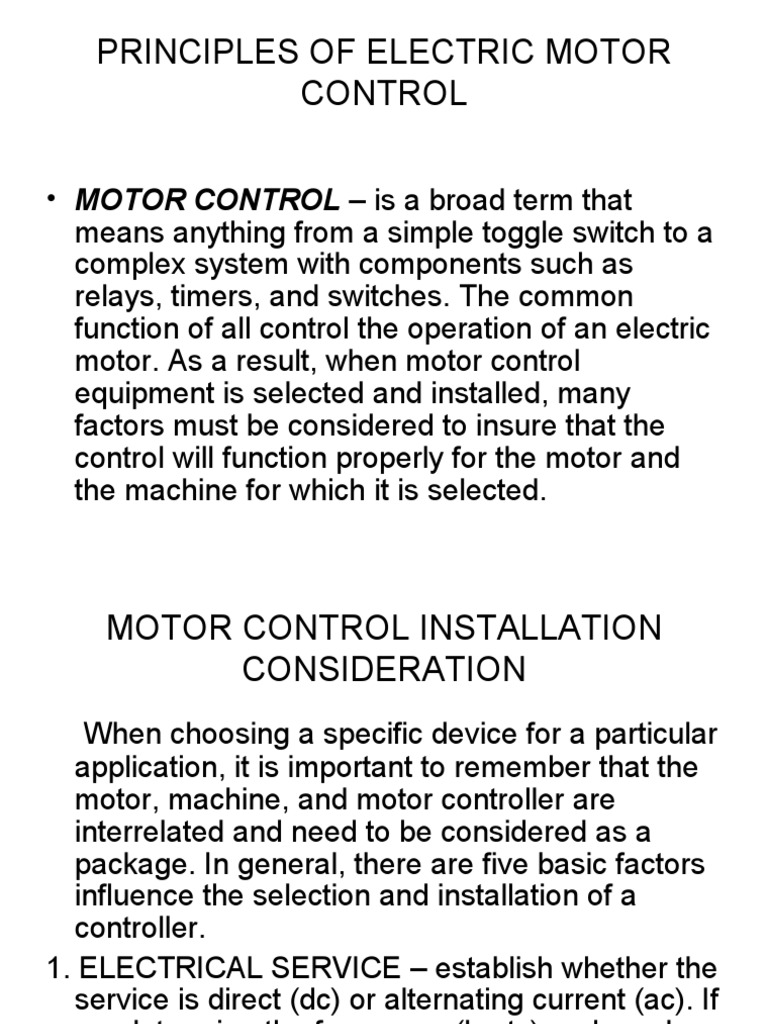 Principles of Electric Motor Control | PDF | Switch | Machines