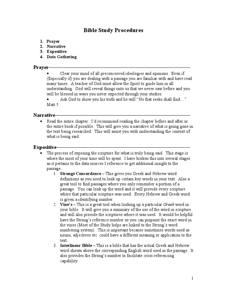 Bible Study Procedures: Prayer | PDF | Bible | Prayer
