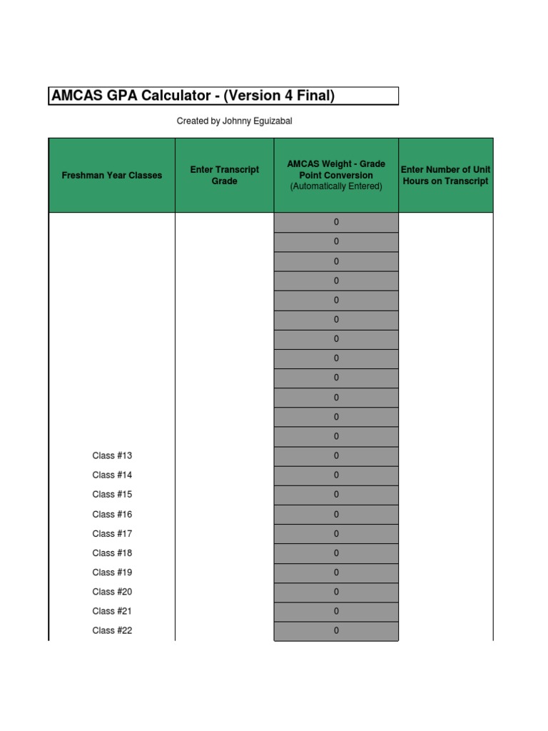 AMCAS GPA - Calculator Version 4 Final2 | PDF | Statistics Of Education ...