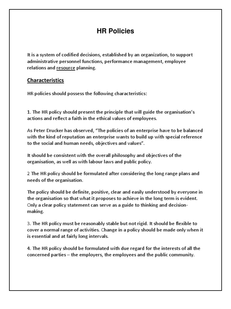 HR Policies | PDF | Policy | Employment