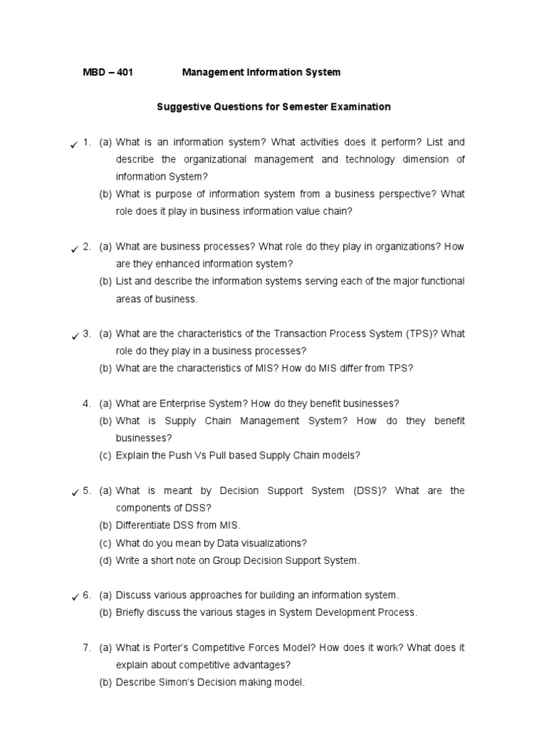 Management Information Systems Exam Questions | PDF | Information ...