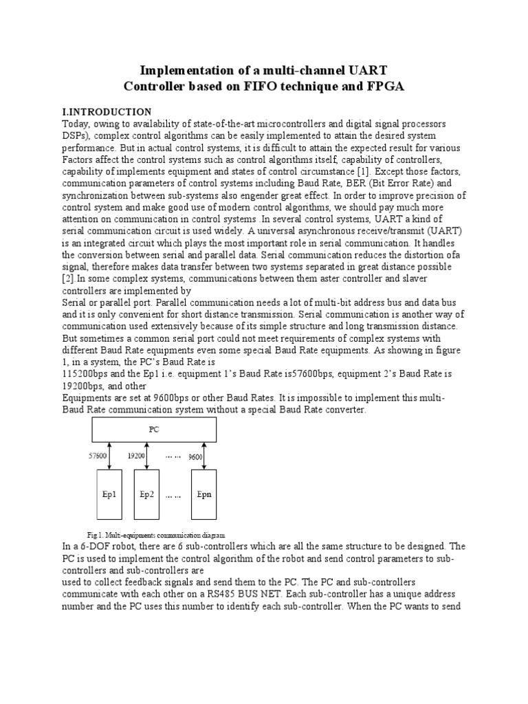 Implementation of A Multi-Channel UART Controller Based On FIFO Technique and FPGA | PDF | Field ...
