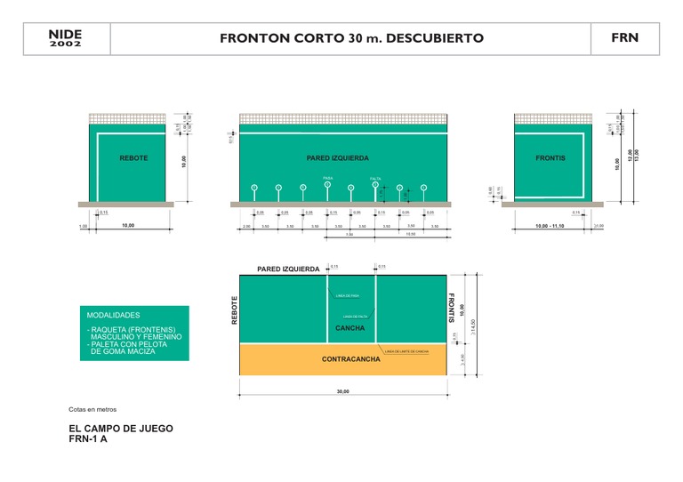 Medidas de Cancha de Frontenis y Frontón | PDF | Reglas y regulaciones ...