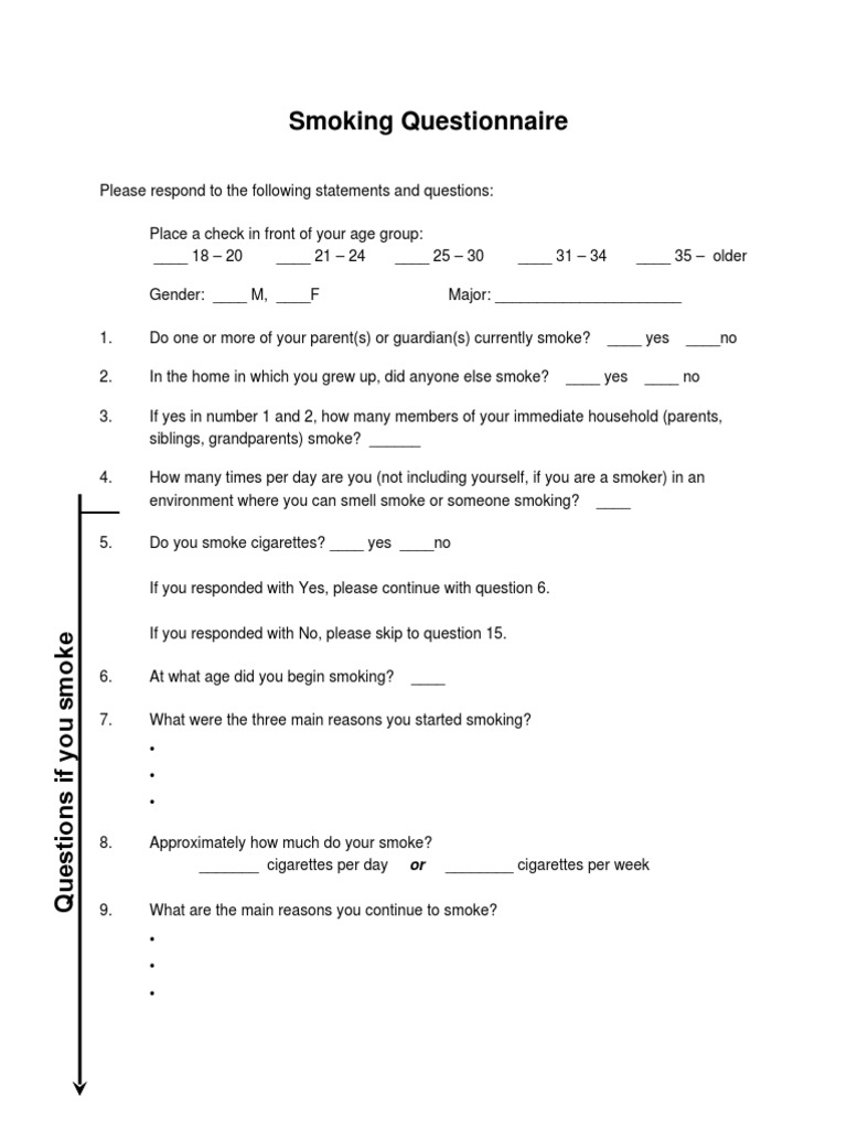 Student Smoking Behavior Questionnaire | PDF