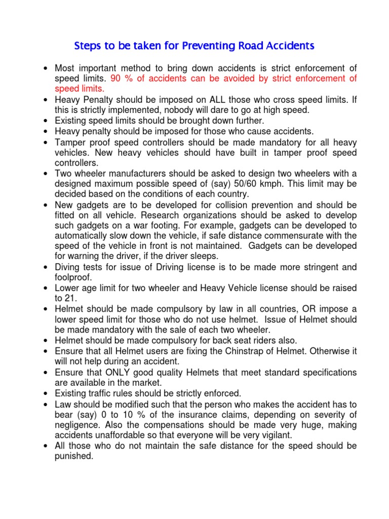 Strategies for Road Accident Prevention | PDF | Traffic | Road Traffic ...