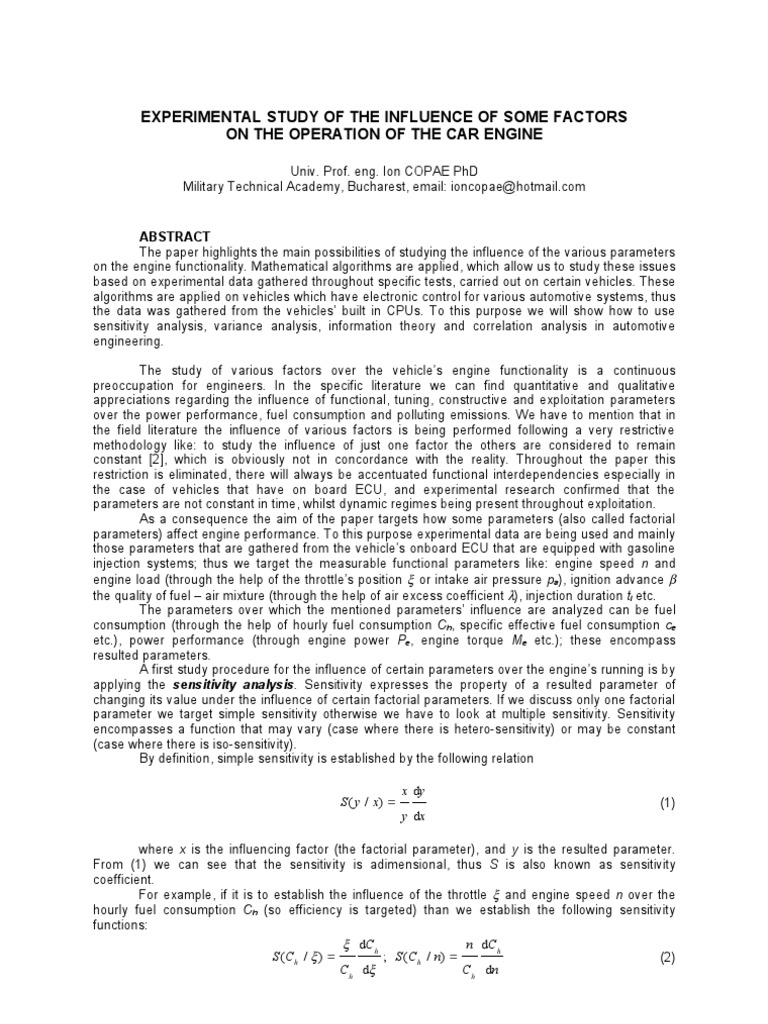 Experimental Study of The Influence of Some Factors On The Operation of ...