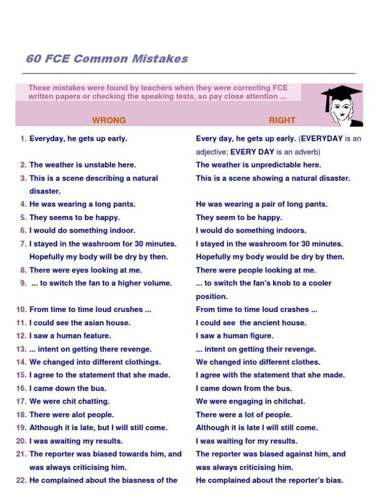 60 FCE Common Mistakes | PDF