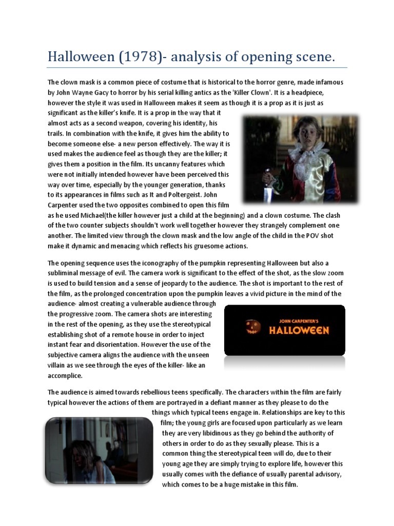 Halloween (1978) - Analysis of Opening Scene | PDF | Adolescence | Leisure