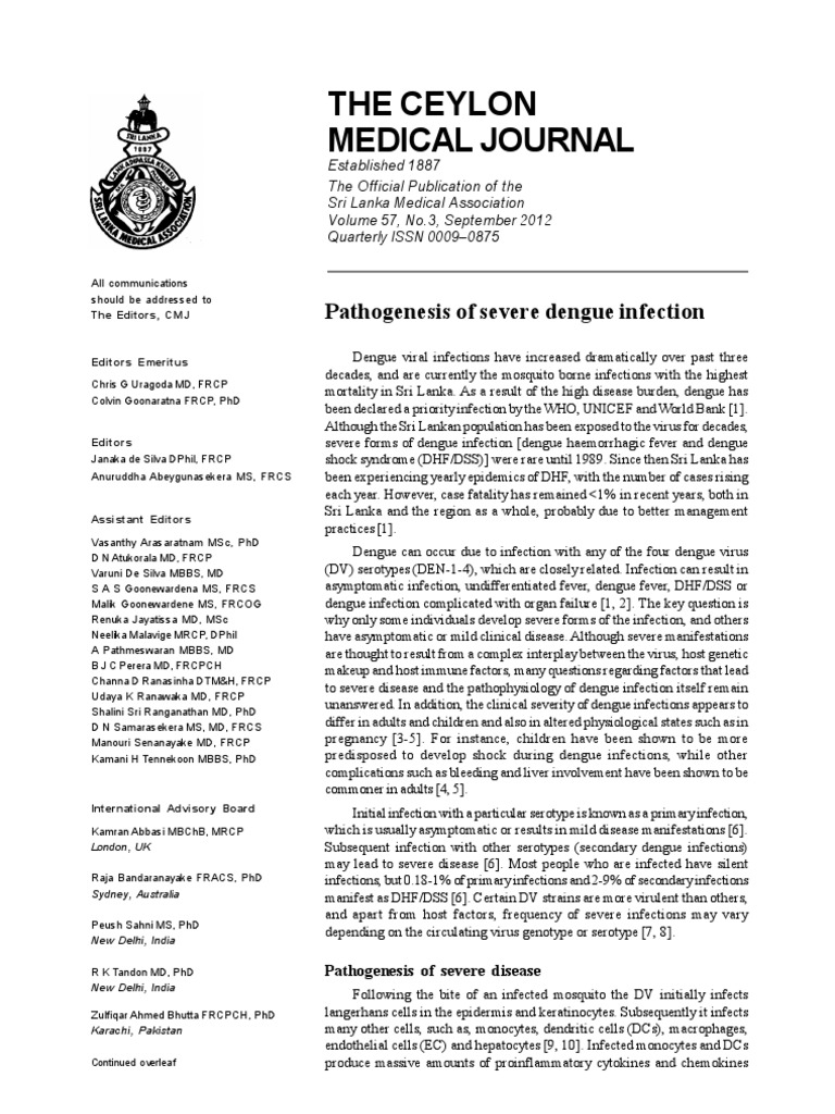 Pathogenesis of Severe Dengue Infection | PDF | Infection | Vaccines