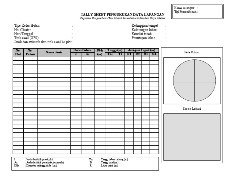 Tally Sheet Pengukuran Data Lapangan | PDF