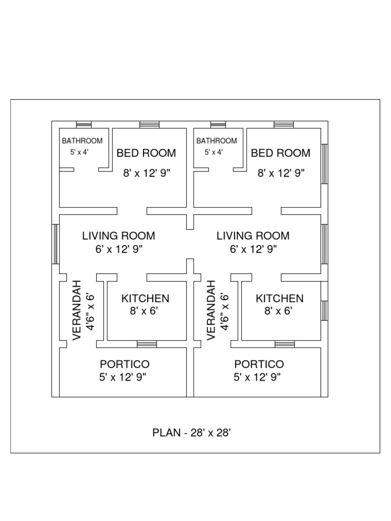 28' x 28' Home Floor Plan Layout | PDF