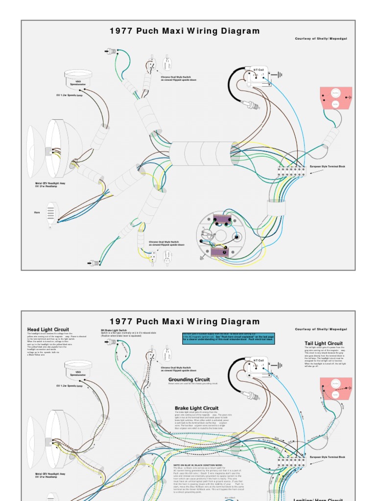 1977 Puch Maxi Moped Wiring Diagram | PDF | Ignition System | Switch
