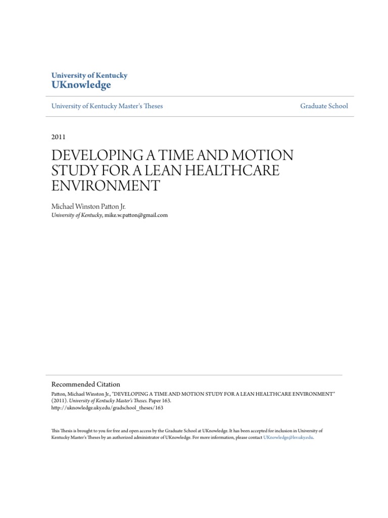 Time and Motion Study | PDF | Residency (Medicine) | Patient