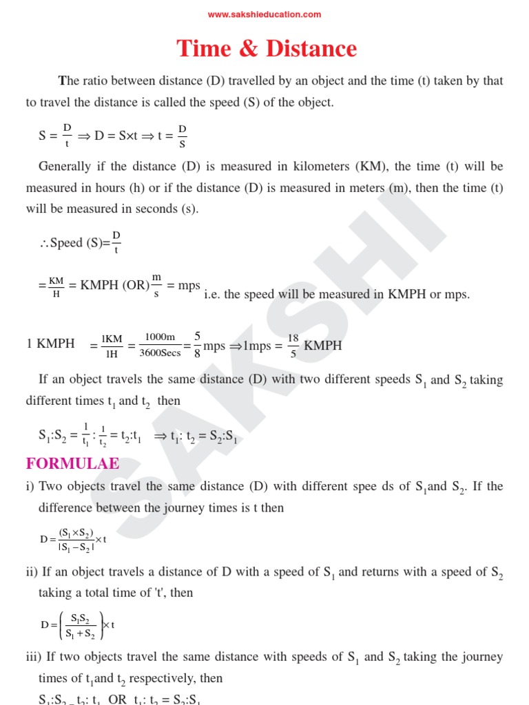 Time and Distance | PDF | Speed | Motion (Physics)
