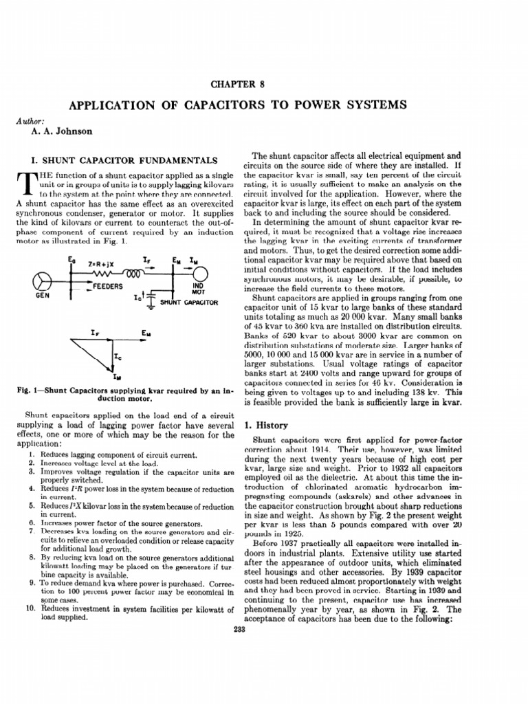 Application of Capacitors To Power Systems | PDF | Capacitor | Electric ...