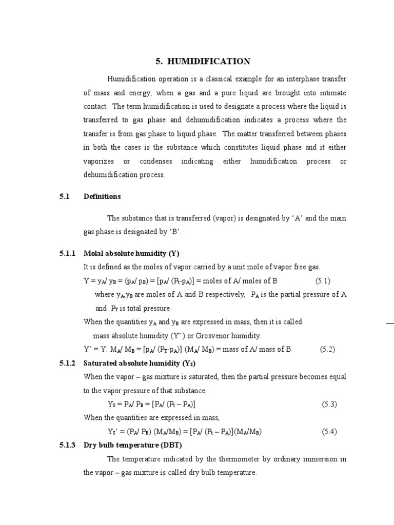 Mass Transfer Part | PDF | Humidity | Relative Humidity