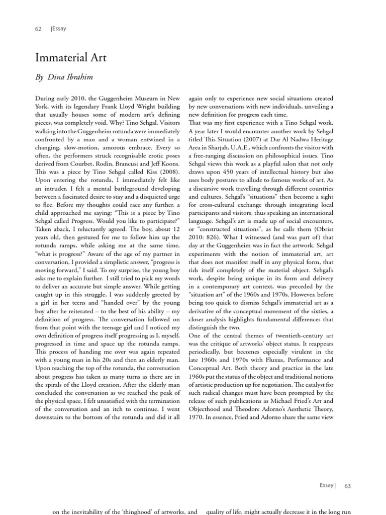 Immaterial Art | PDF | Works Of Art | Object (Philosophy)