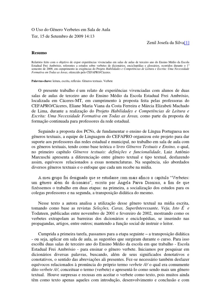 Ensino de Verbete em Sala de Aula | PDF | Dicionário | Escolas