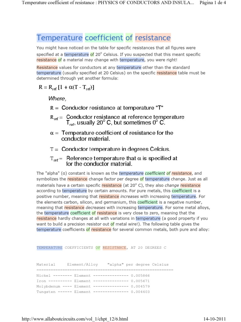 Understanding Temperature Coefficient of Resistance | PDF | Alloy ...