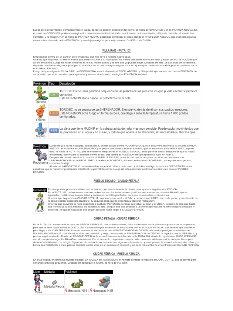 Guía de inicio para Pokémon Rubí | PDF | Pokémon | Videojuegos