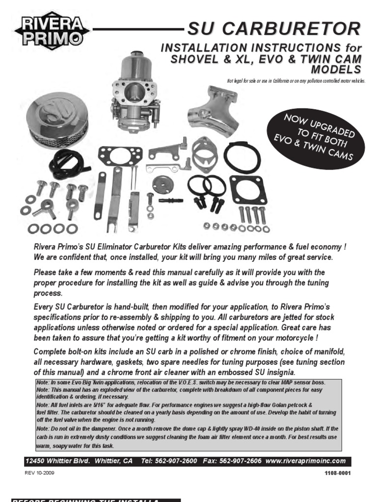 Installation Instructions and Troubleshooting Guide for SU Carburetor ...