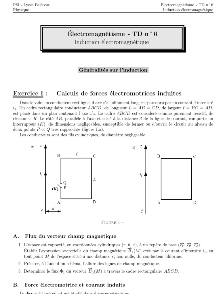Induction Électromagnétique : TD et Exercices | PDF | Champ magnétique | Puissance (physique)