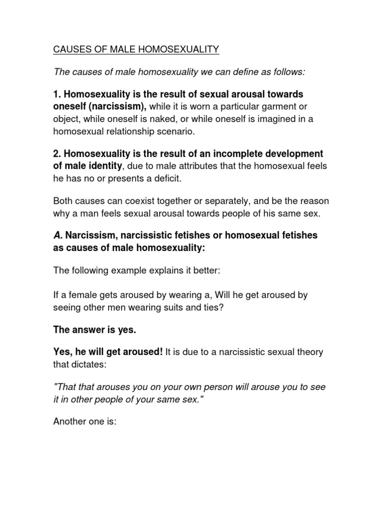 Causes of Male Homosexuality | PDF | Sexual Arousal | Sexual Fetishism