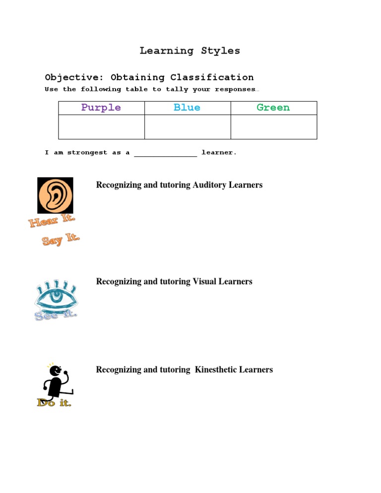 Learning Styles and Tutoring Tips | PDF