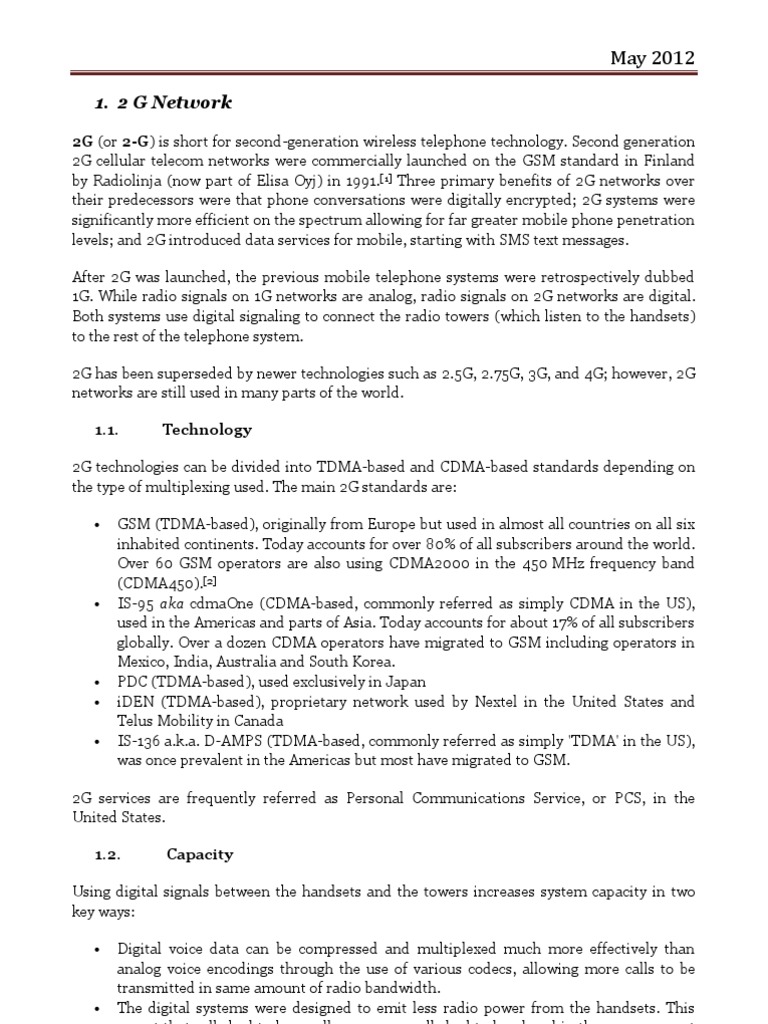 2 G Network: 2G (Or 2-G) Is Short For Second-Generation Wireless ...