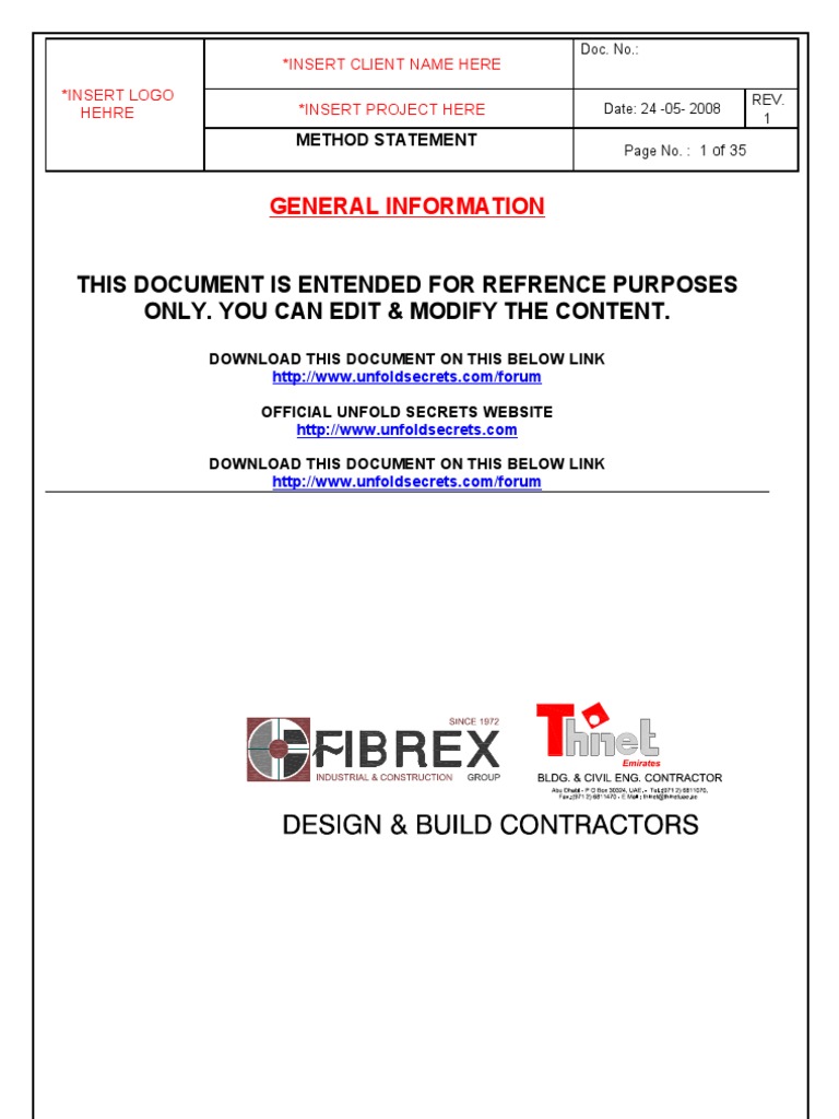 Method Statement For Chilled Water Riser Part 1. | PDF | Pipe (Fluid ...
