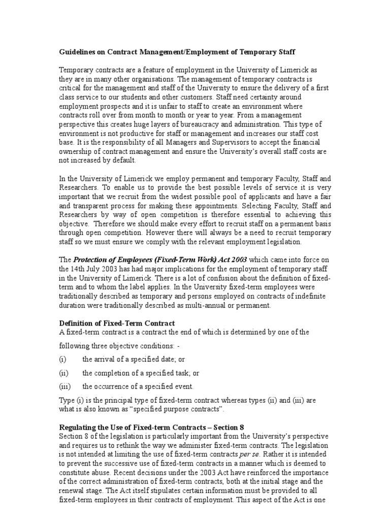 Guidelines On Contract Management Contracts of Indefinite Duration (V6 ...