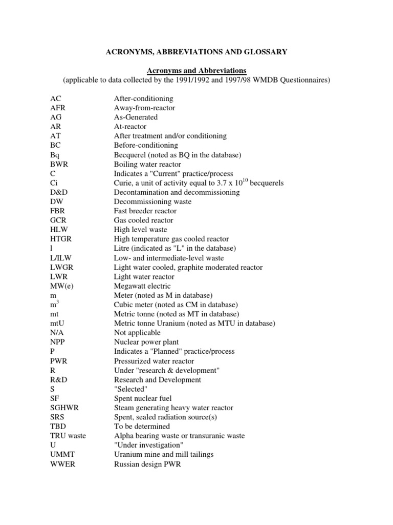 Acronyms, Abbreviations and Glossary Acronyms and Abbreviations | PDF ...