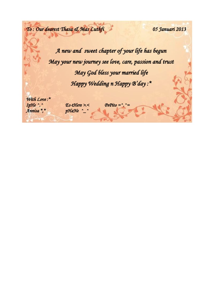 Wedding Wishes for Thasa & Mas Luthfi | PDF
