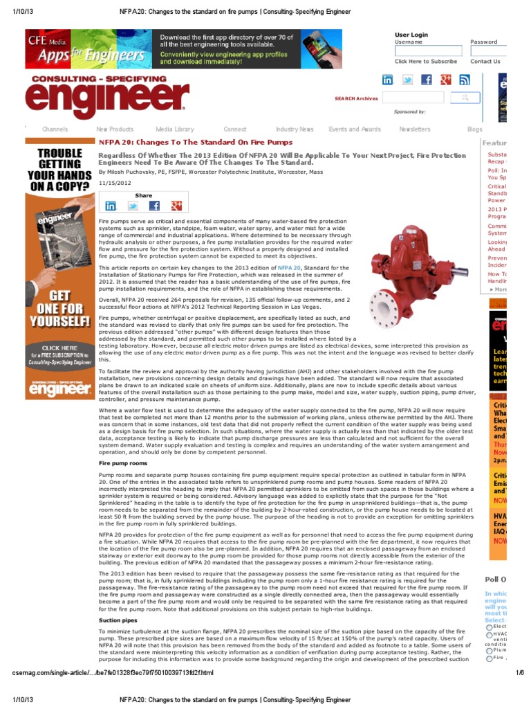NFPA 20 - Changes To The Standard On Fire Pumps - Consulting-Specifying Engineer | Download Free ...