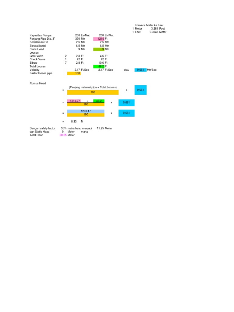 Rumus Head Pompa New | PDF