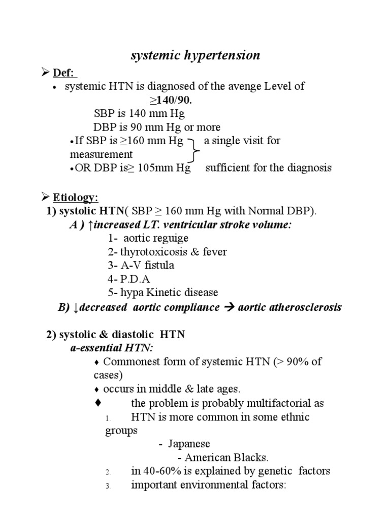 Systemic Hypertension | PDF | Hypertension | Blood Pressure