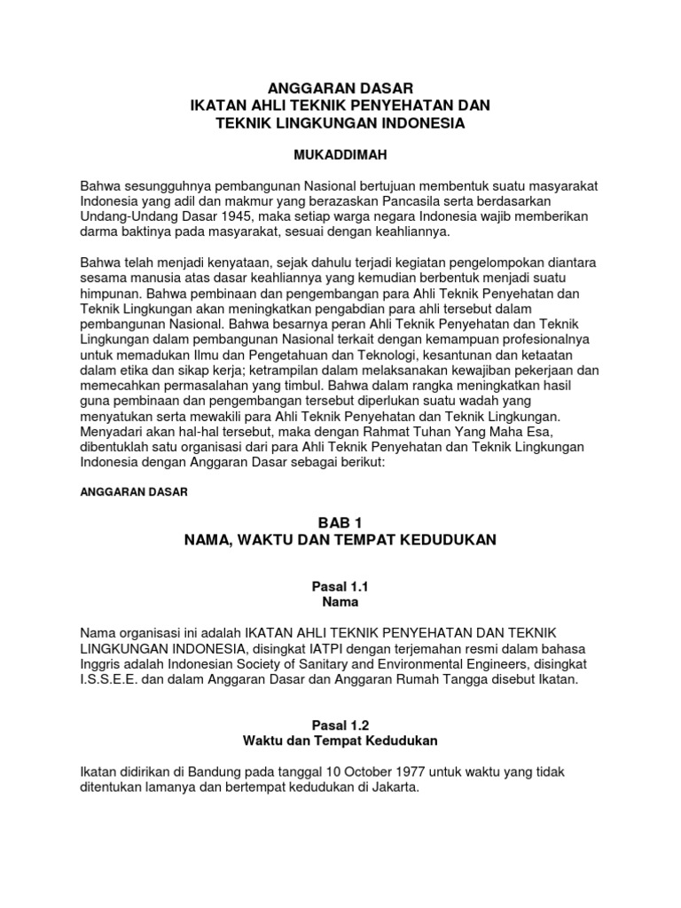 Contoh Anggaran Dasar | PDF
