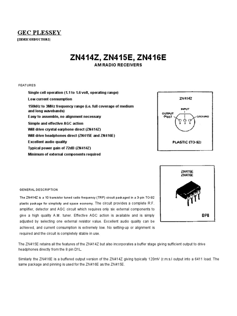 ZN414[1] ZE414 Radio Chips | Electronic Circuits | Antenna (Radio)