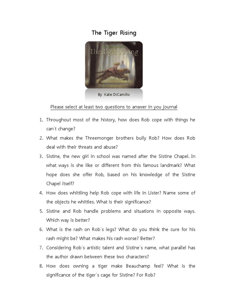 The Tiger Rising Questions | PDF