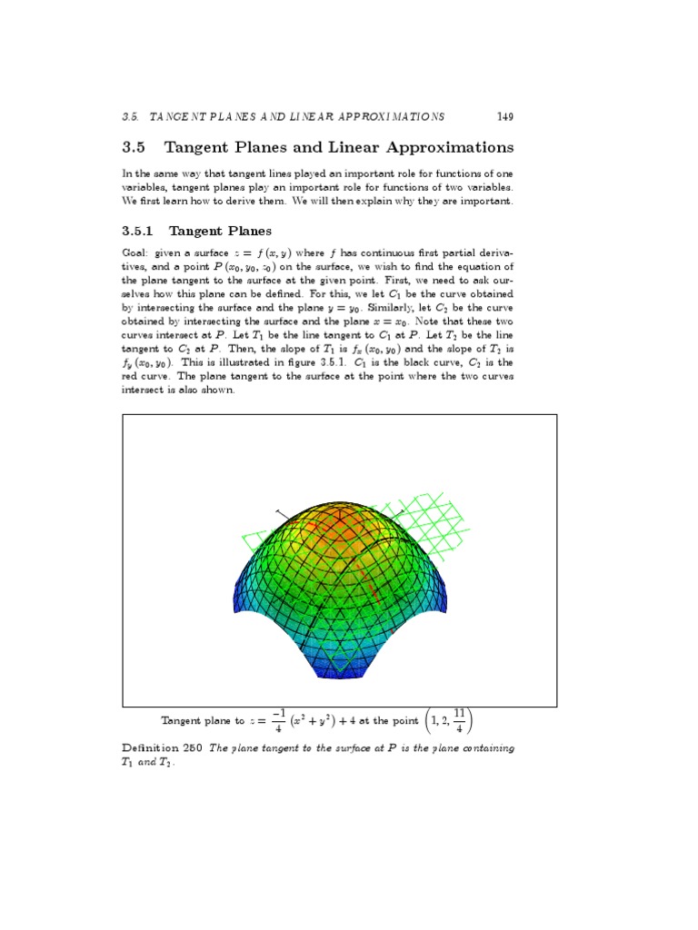 3.5 Tangent Planes and Linear Approximations | PDF | Tangent | Plane ...