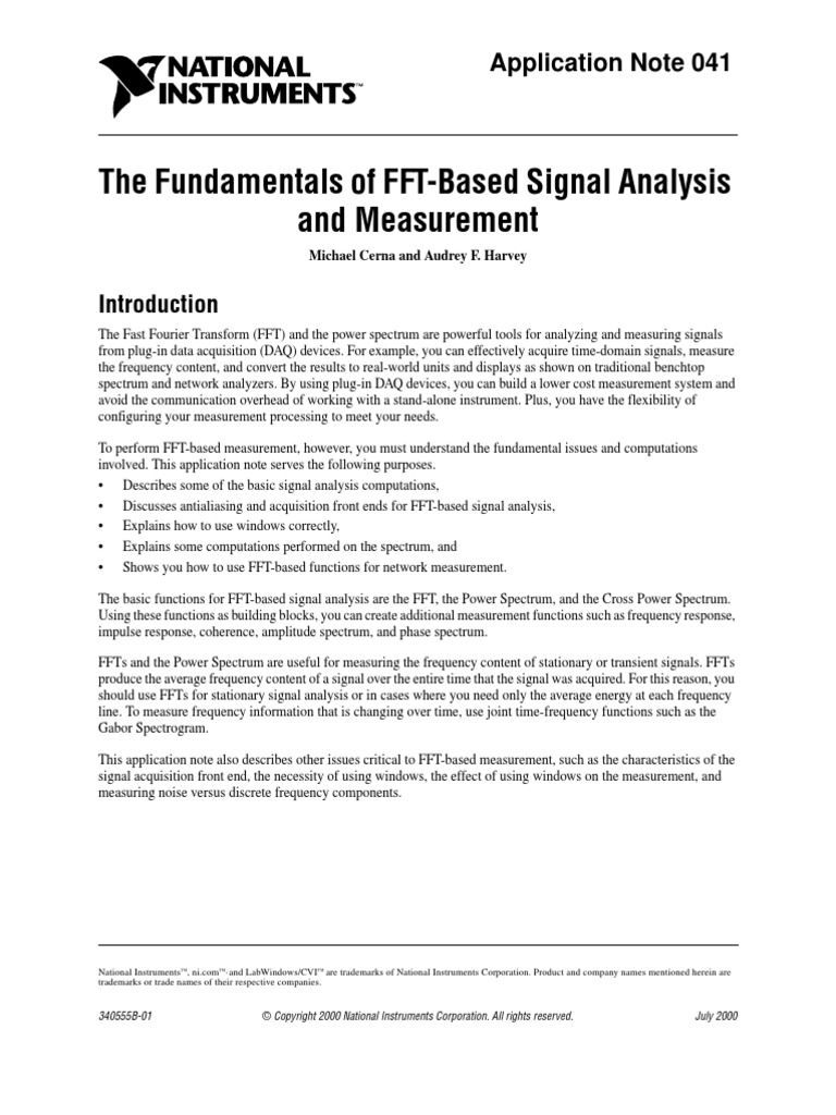 The Fundamentals Of Fft Based Signal Analysis And Measurements Pdf Spectral Density