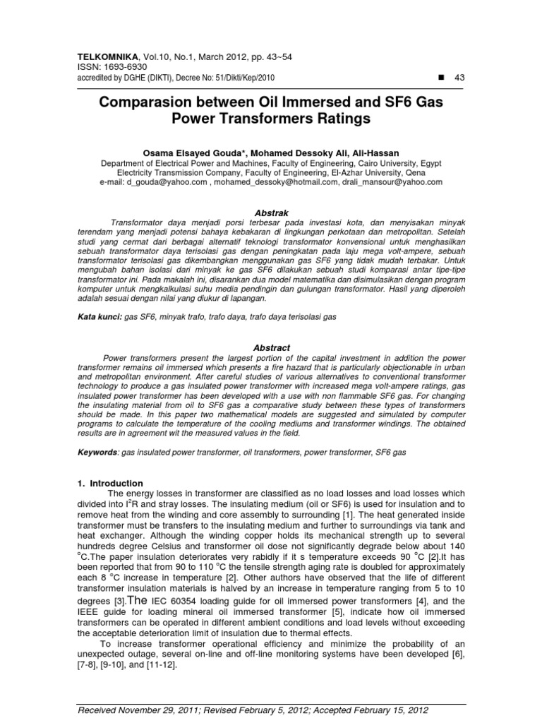 SF6 vs. Oil Transformer Dielectric Strength | PDF | Transformer | Heat ...