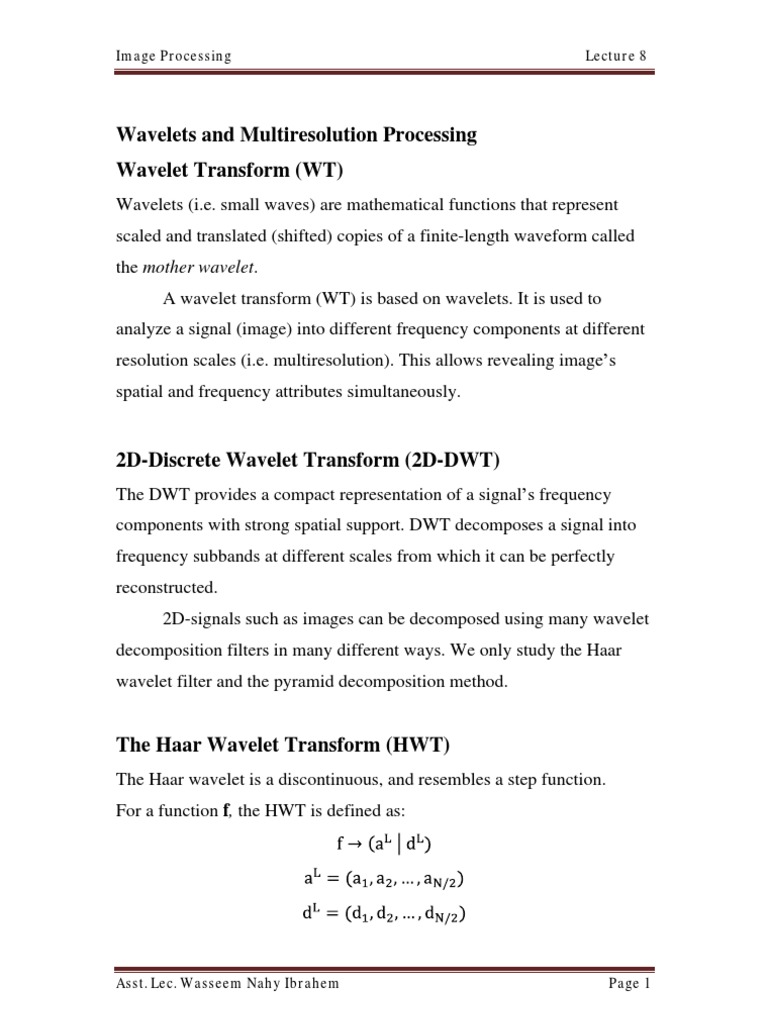 Wavelets and Its Families | PDF | Wavelet | Signal Processing