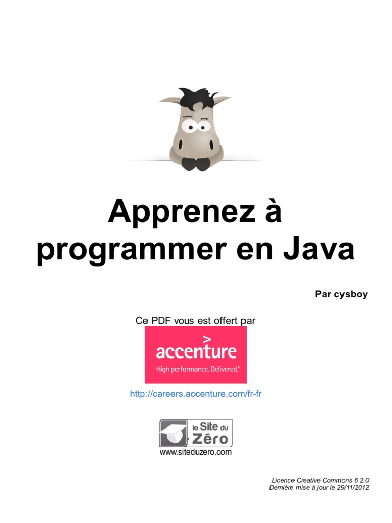 Apprenez A Programmer En Java Pdf Pdf Java Langage De Programmation Structure De Contrôle