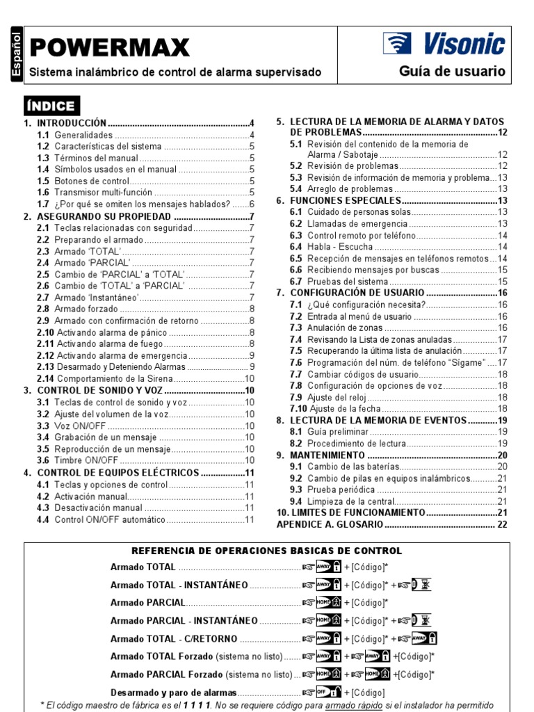 PowerMax Spanish Users Guide | PDF | Teléfono | Transmisor